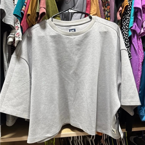 Lee | Tops | Lee Light Gray Crop Top Sweatshirt Xl | Poshmark
